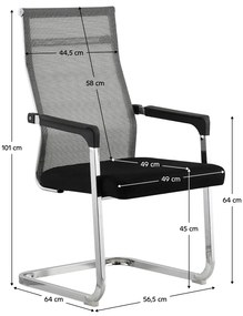Kondela Zasedací židle, šedá/černá, RIMALA NEW