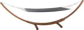 Houpací síť Miramar 400 x 120 x 107 cm - dřevěný rám - Šedá