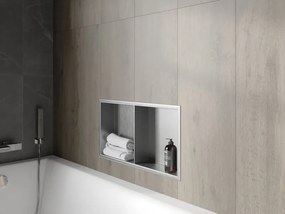 Mexen X-Wall-R nástěnná polička s límcem a policí 60 x 30 cm, inox - 1910603010S