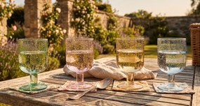 4ks barevná sklenička na noze s bublinkami Louise - Ø8*13cm / 360ml
