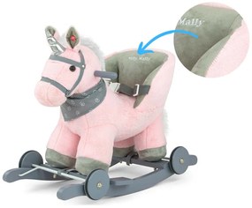 Houpací koník s melodií a kolečky Milly Mally Polly růžový