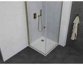Mexen Pretoria sprchový kout 70 x 70 cm, průhledná, zlatá + plochá sprchová vanička-852-070-070-50-00-4010