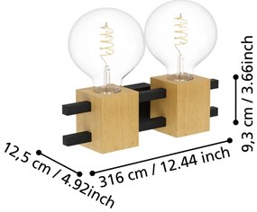Eglo 390192 - Nástěnné svítidlo LEVANTARA 2xE27/40W/230V černá/hnědá