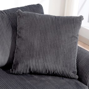 HOMCOM 3místná pohovka s dekorativními polštáři, manšestrová pohovka do obývacího pokoje nebo ložnice, šířka 212 cm, tmavě šedá