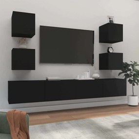 vidaXL 6dílný set TV skříněk kompozitní dřevo [3114264] Barva: Černá