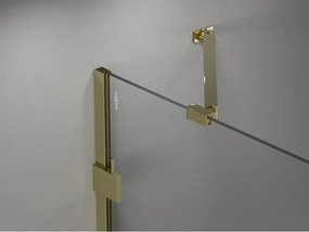 Mexen Lunar, výklopný sprchový kout levý 80 x 70 cm, 8mm čiré sklo, zlatý profil, 834-080-070-50-00-L