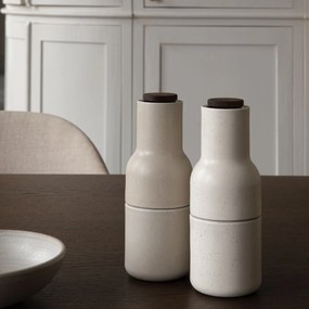 Audo Copenhagen Mlýnek na sůl a pepř Bottle Ceramic Sand Walnut - set 2 ks, krémová barva, dřevo, keramika