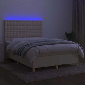 Box spring postel s matrací a LED krémová 140x190 cm textil 3135754
