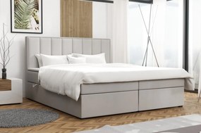 MELVA čalouněná postel 180 + topper, krémová