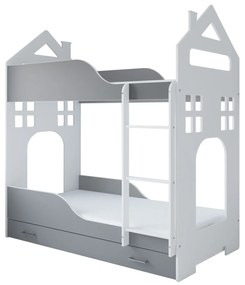 BabyBeds Dětská patrová postel DOMEK 180x80 Barevné provedení: Bílá, Úložný prostor: Ano, s úložným prostorem