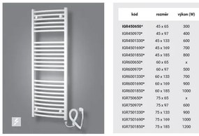 EBS Grande G75185OEW Radiátor elektrický, 75x185cm, bílá