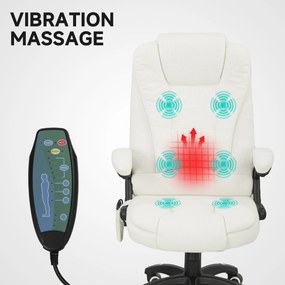Vinsetto Ergonomická židle ke stolu s masážní funkcí, 68 x 72 x 110–120 cm, krémově bílá