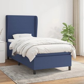 Box spring postel s matrací modrá 90x190 cm textil,  3127771