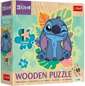 _Ostatní 1_ TREFL DŘEVO Puzzle obrysové Disney Lilo & Stitch 20x26cm 50 dílků tr20281