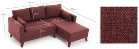 Hanah Home Dvoumístná pohovka BELLA vínová pravá 205 cm s taburetem 825BLC1519