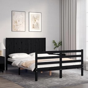 vidaXL Rám postele s čelem 120 x 200 cm masivní dřevo [3194505] Barva: Černá