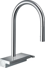 Hansgrohe M81, dřezová baterie Aquno Select s výsuvnou koncovkou a plochým sprchovým proudem, chromová, 73837000