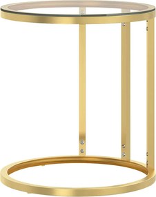 Odkládací stolek zlatý a průhledný 45 cm tvrzené sklo 331661