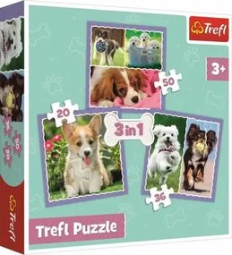 Trefl - Puzzle - Roztomilá štěňata 3v1 / 20 + 36 + 50 dílků / 20 x 19.