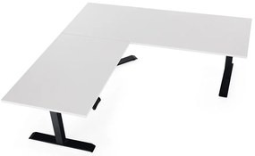 Výškově nastavitelný stůl OfficeTech Angle, 180 x 200 cm, černá podnož, světle šedá