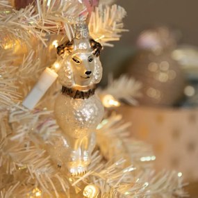 Bílá vánoční ozdoba pes Pudl – 5x5x14 cm