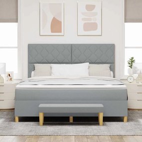Postel s boxspringem s čelo Světle šedá 200 x 180 cm textil 3344394