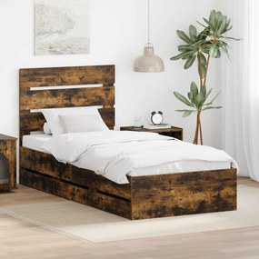 Rám postele s čelo Kouřový dub 90 x 200 cm Inženýrské dřevo 3411861