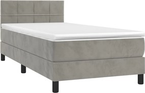 Box spring postel s matrací světle šedá 90x200 cm samet 3141281