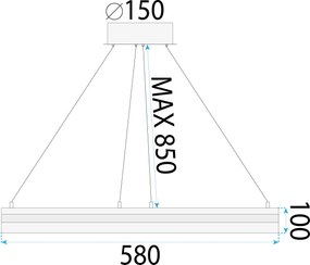 Toolight Toolight, LED závěsné svítidlo 58cm s dálkovým ovládáním APP1672-CP, zlatá, OSW-06137