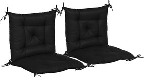 Outsunny Sada 2 zahradních polštářů na židle s opěrkou, 6 upevňovacích šňůr, 50x98x8 cm, černé | Aosom
