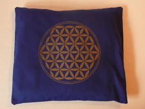 S radostí - vlastní výroba Pohankový polštář s květem života - modrý Velikost: 35 x 40 cm