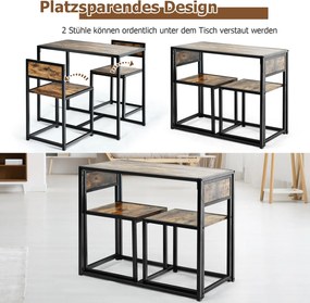Costway 3 kusový stůl skupina jídelní skupina + 2 židle antik