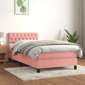 Box spring postel s matrací růžová 90x190 cm samet 3141460