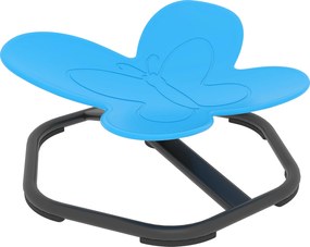 Senzorická otočná židle pro děti, tvar motýla, podporuje rovnováhu a koordinaci, plast, kov, modrá barva