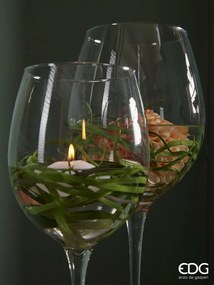 Skleněná váza/svícen ve tvaru sklenice, 50x19 cm
