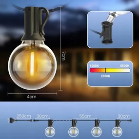 LED Venkovní dekorační řetěz 36xE12/1W/230V 22,35 m IP65 černá