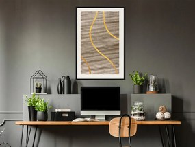 Plakát Akvarel a zlato - unikátní abstrakce v elegantních vlnách na bronzovém pozadí