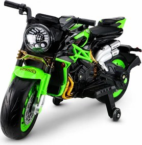 LEAN CARS Akumulátorový motocykl XW-07 s LED podsvícením kol, zelený