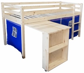 Dětská postel s PC stolkem 90 cm Alzaria (modrá). 1015351