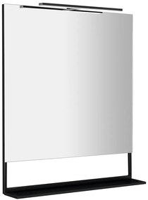 Sapho Sapho, ERUPTA zrcadlo s poličkou a LED osvětlením 80x80x12cm, černá mat