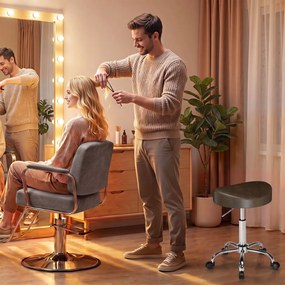 HOMCOM stolička, salonní stolička s výškově nastavitelnou výškou sedadla 51–66 cm a čalouněným sedadlem, otočným 360°, hnědá