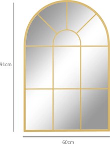 HOMCOM nástěnné zrcadlo okenní zrcadlo 91 x 60 cm dekorativní s kovovým rámem závěsné zrcadlo do obývacího pokoje ložnice ve zlaté barvě | Aosom.de