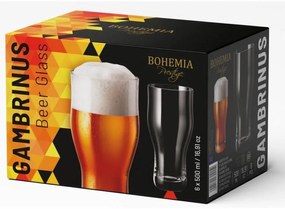 BOHEMIA PRESTIGE GAMBRINUS PIVNÍ SKLENICE 500ML SADA 6 KS