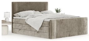 Světle hnědá boxspring postel s úložným prostorem 140x200 cm Bergamo – Maison de Rêve