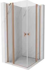 Mexen Mist Duo sprchový kout 80 x 80 cm, čirý, kartáčovaná měď - 8A4-080-080-65-00