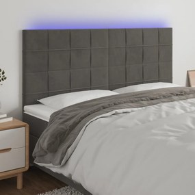 Čelo postele s LED tmavě šedé 180x5x118/128 cm samet 3122485