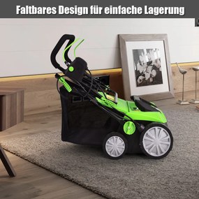 Costway Elektrický vertikutátor provzdušňovač trávníku 1800 W 2 úrovně – zelený