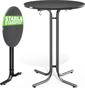 Barový stolek šedý Ø70x110cm skládací venkovní výškově nastavitelný až 100kg