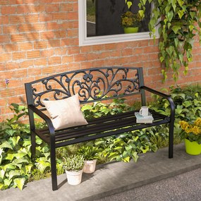 Zahradní lavice Outsunny, parková lavice s opěrkou, loketní opěrkou, voděodolná lavice, 2-místná balkónová lavice, nosnost až 250 kg pro balkón a ter…