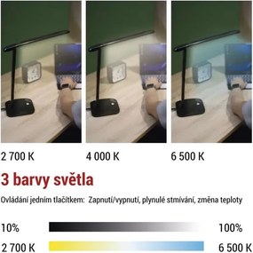 EMOS Černá LED stolní lampička Chase 7,2W Z7619B